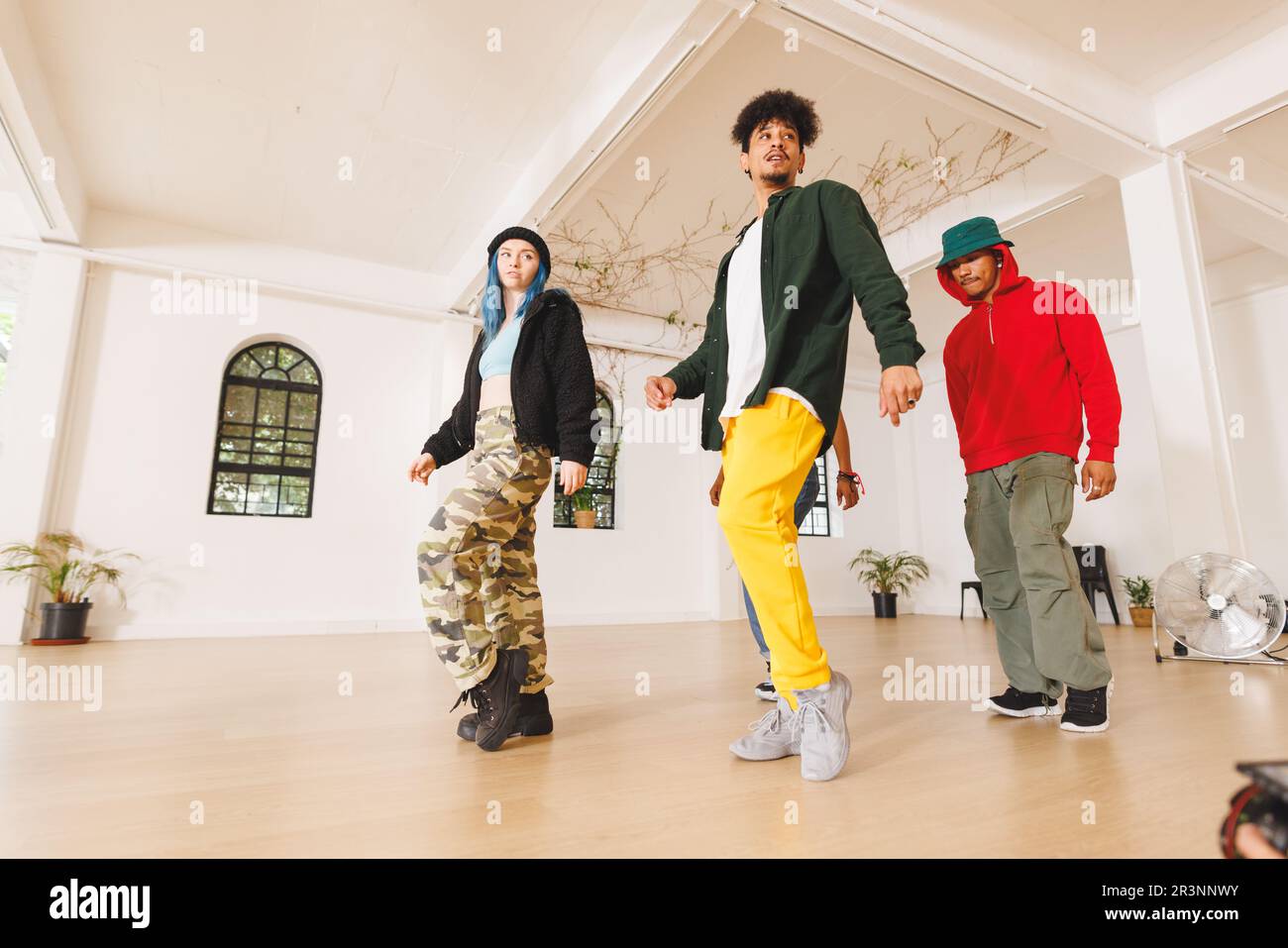 Diverse group young people practicing hi-res stock photography and ...