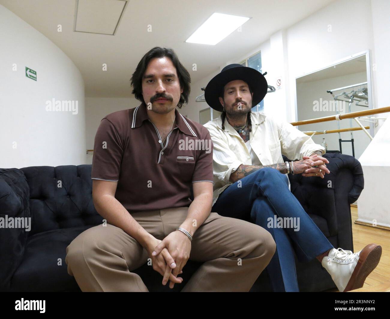 Guitar duo Hermanos Gutierrez, Alejandro, left, and Estevan, pose for a portrait during an ...