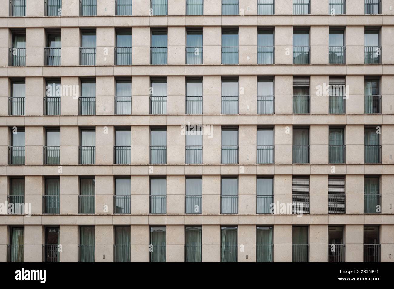 Outdoor exterior front view of modern facade with typical rectangular ...