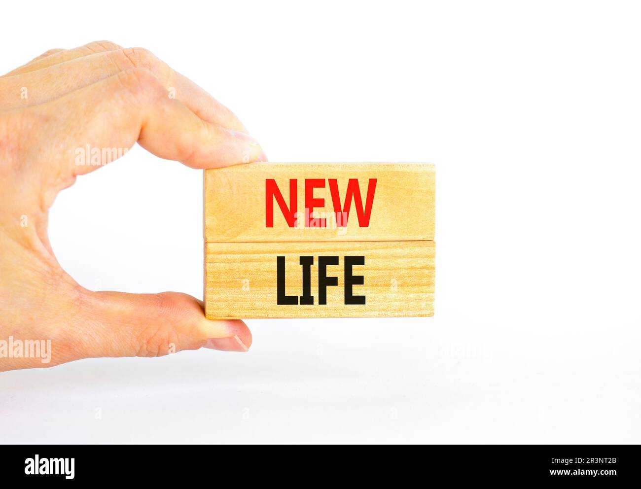 New life symbol. Concept words New life on wooden blocks on a beautiful ...