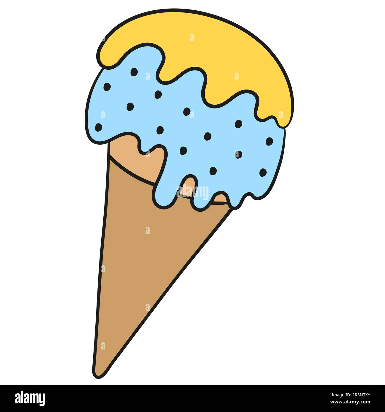 Ice cream cone with melted cream. doodle icon image Stock Photo - Alamy
