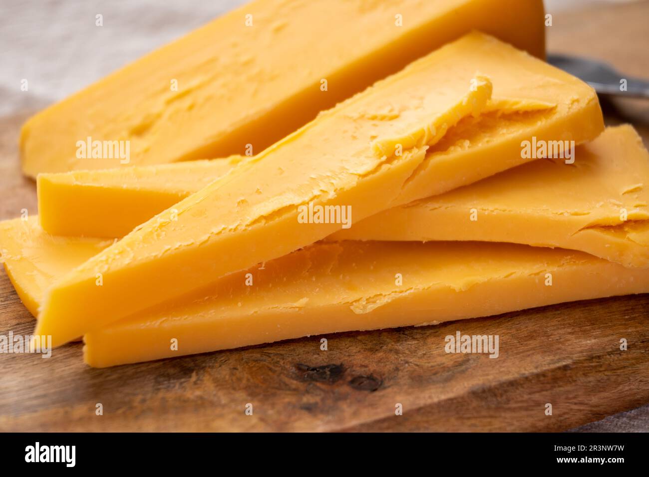 Cheese collection, piece of matured British yellow cheddar cheese made ...