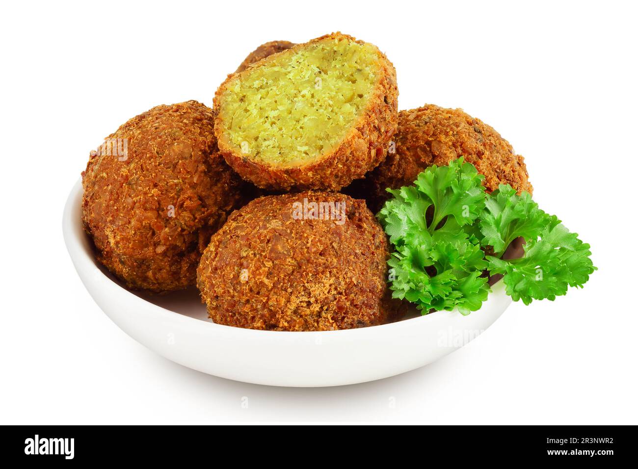 falafel in the bowl isolated on a white background closeup with full ...