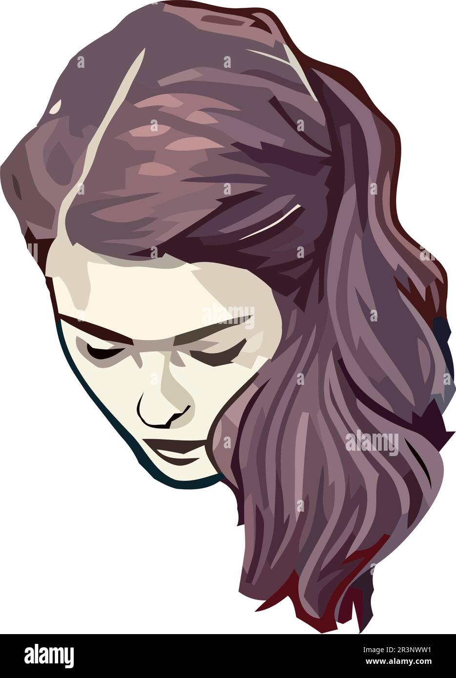 Cute Cartoon Girl With Brown Hair Stock Vector Image And Art Alamy