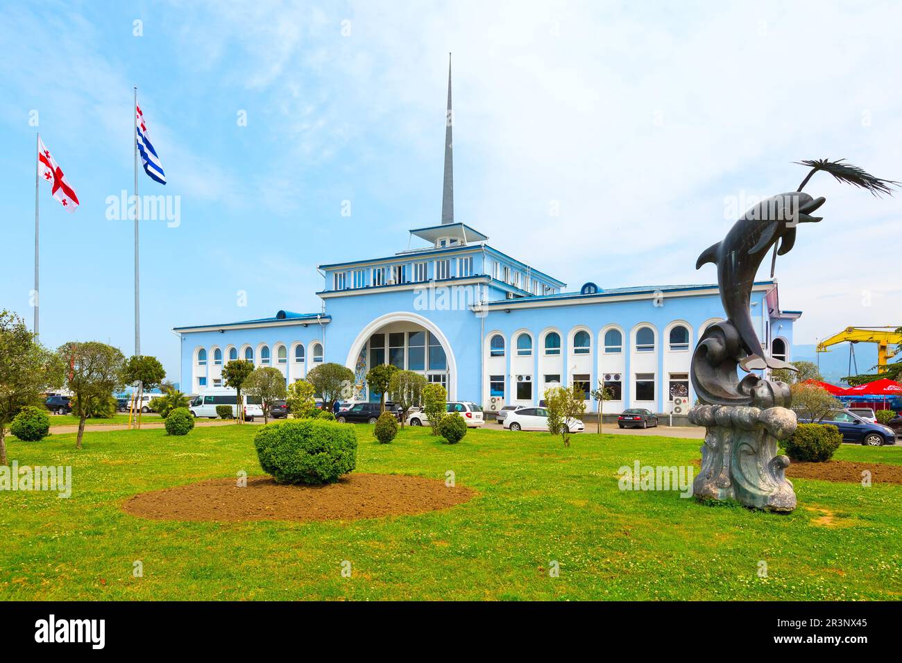 City panoramic landscape with Batumi Sea Port at summer Black sea ...