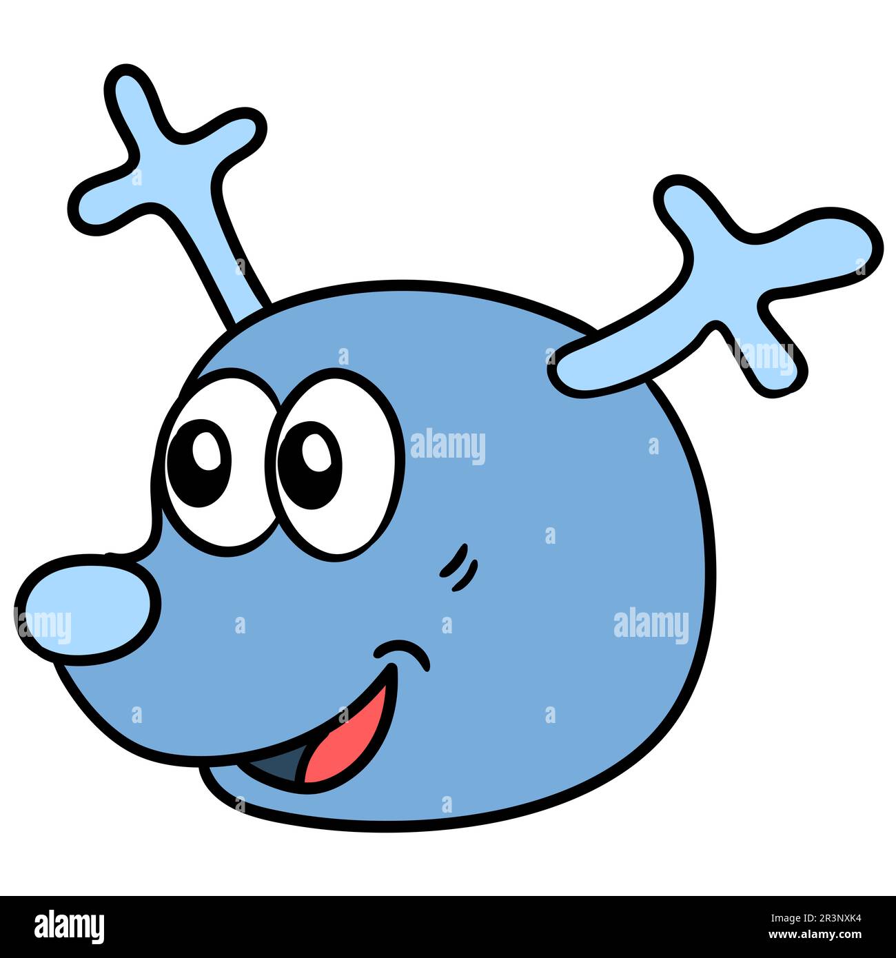 Reindeer head emoticon smiling face. doodle icon image Stock Photo - Alamy