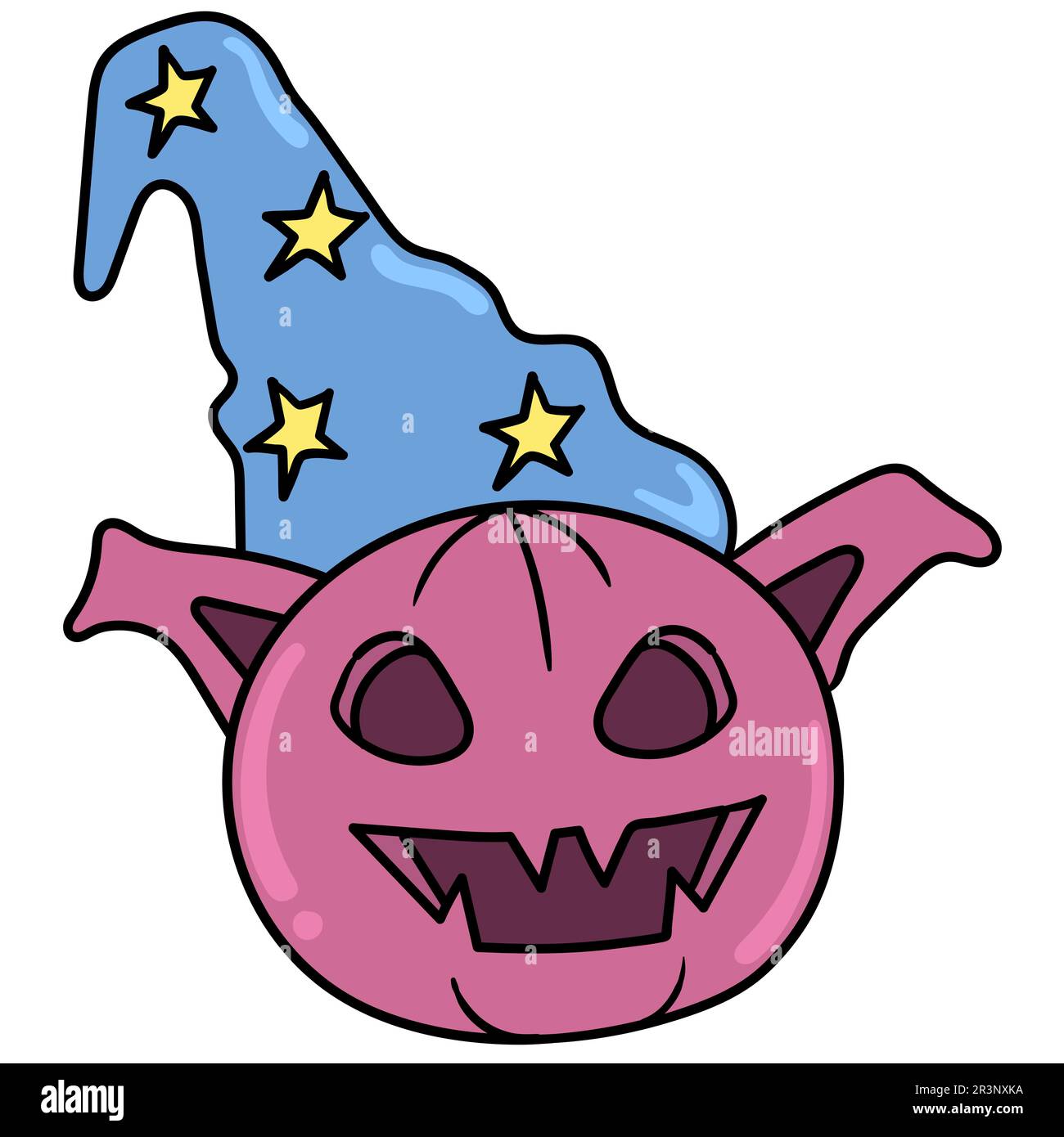 Pink pig monster with a scary face. doodle icon image Stock Photo - Alamy