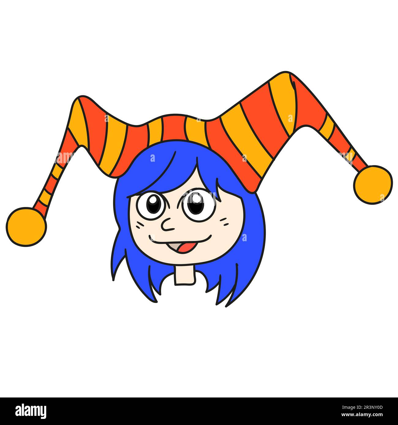 Cute lady clown emoticon. doodle icon image Stock Photo - Alamy
