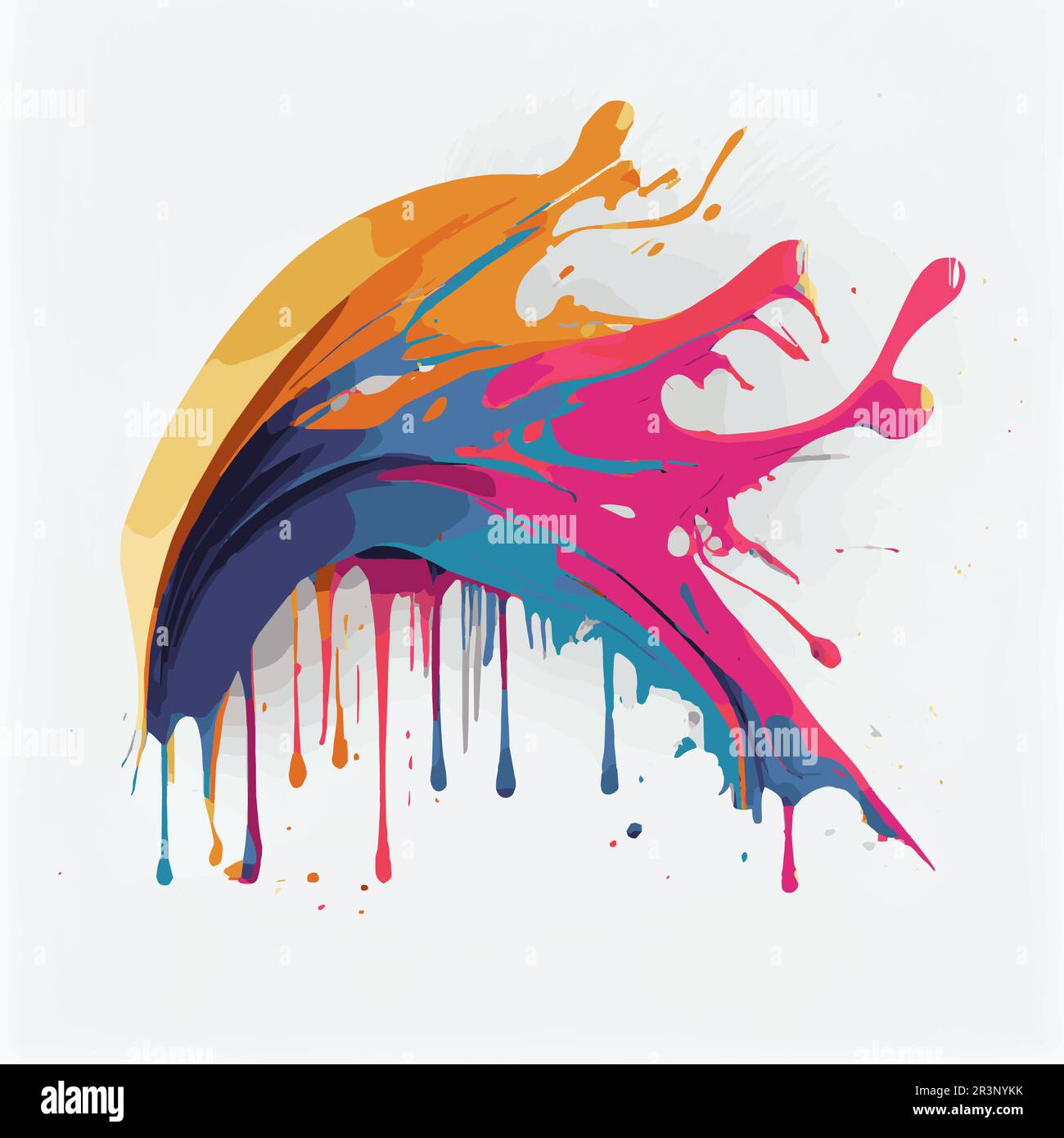 Smears, blots of colored paint on a white background, multicolored ...