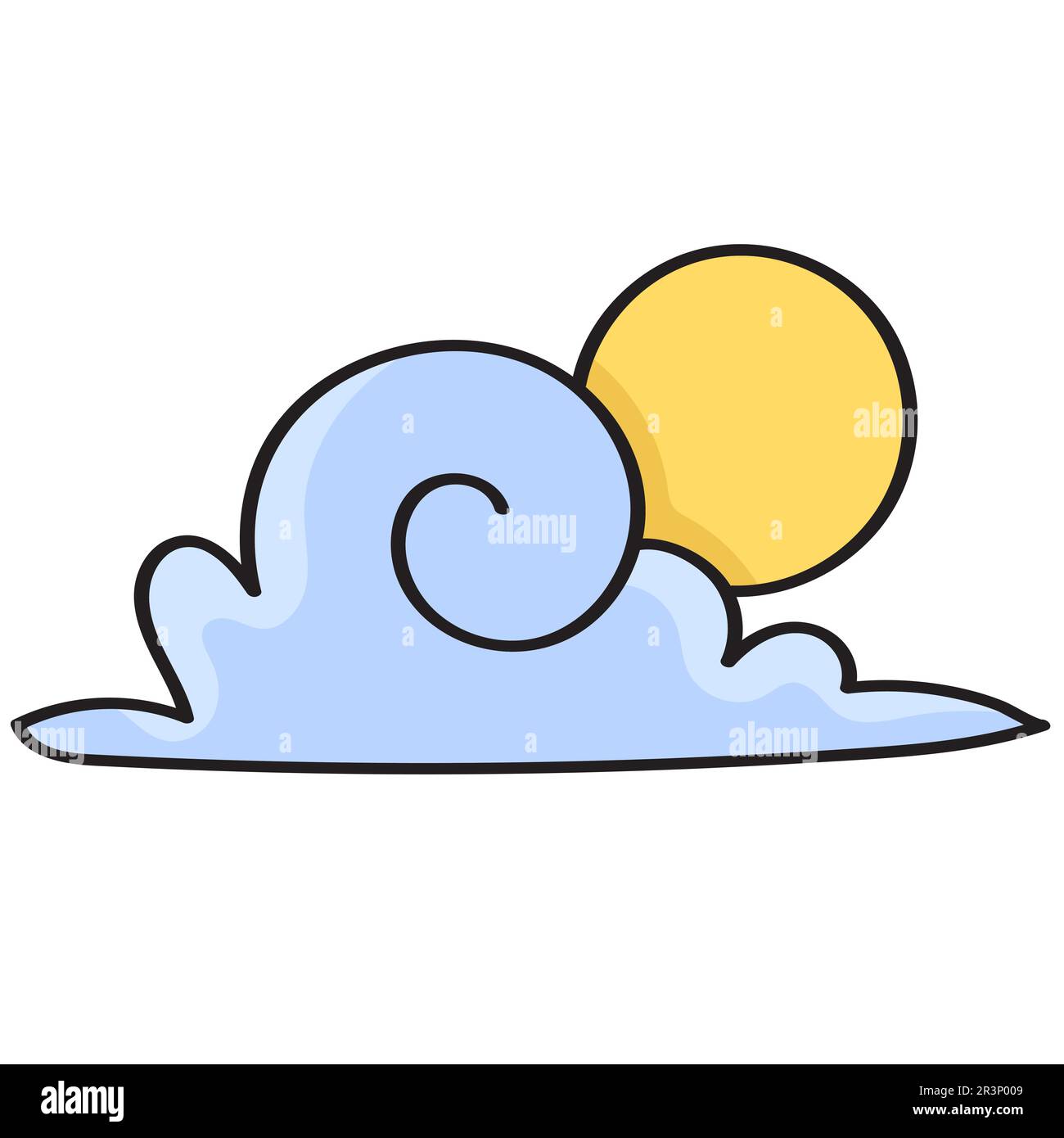 Sun and clouds in the sky doodle kawaii. doodle icon image Stock Photo ...