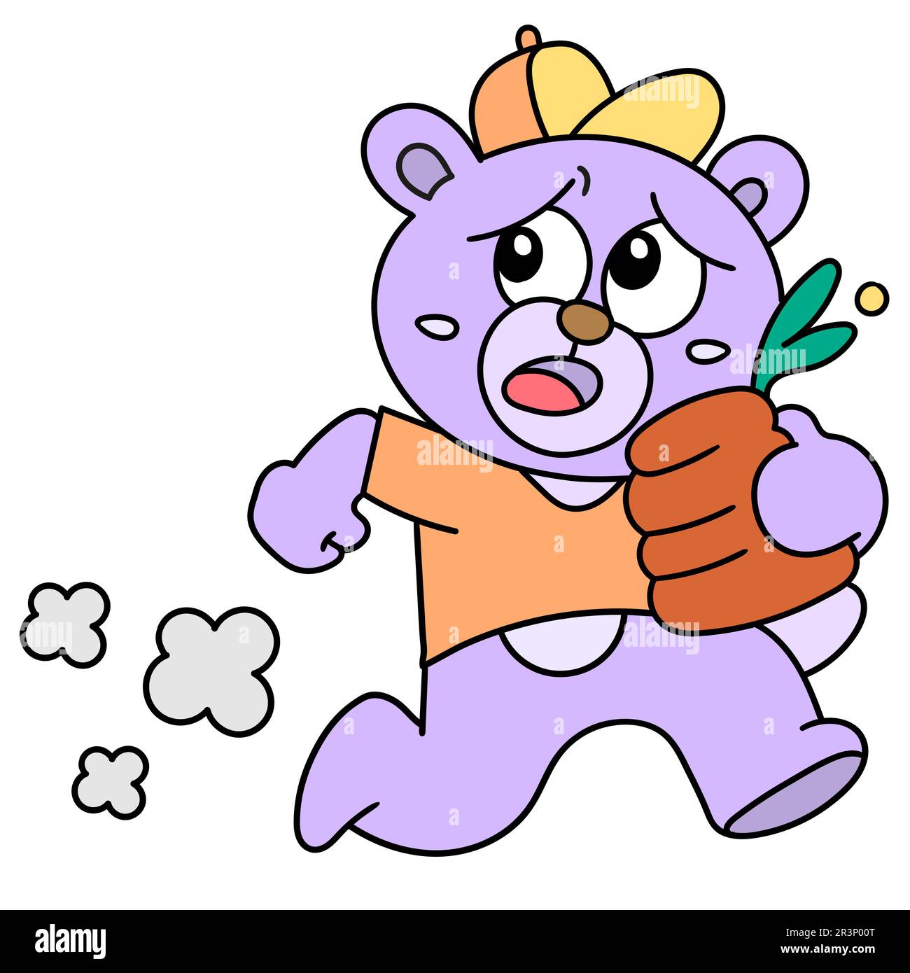 Bear running scared carrying honey doodle kawaii. doodle icon image ...