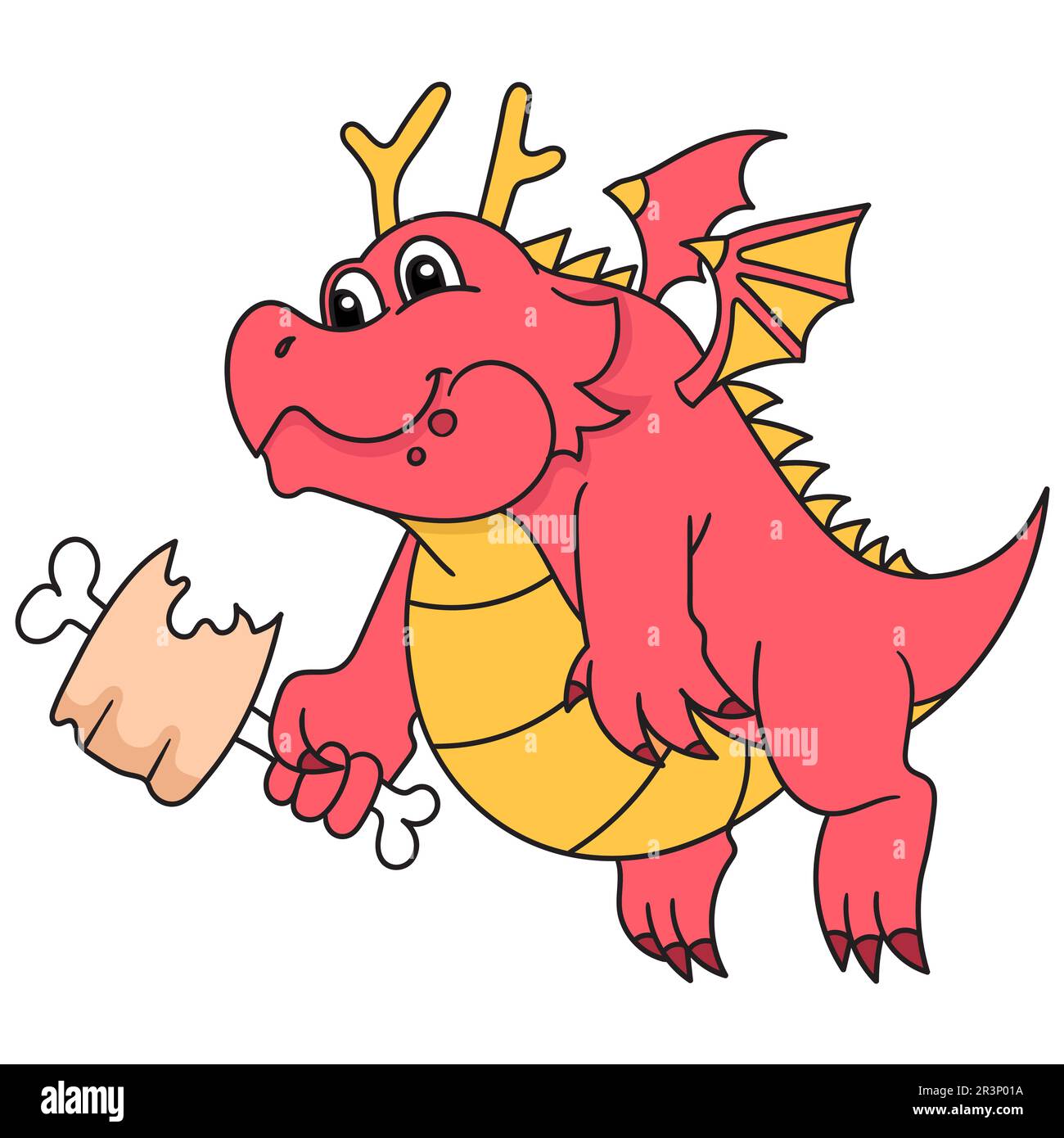 Red dragon fly carrying flesh doodle kawaii. doodle icon image Stock ...