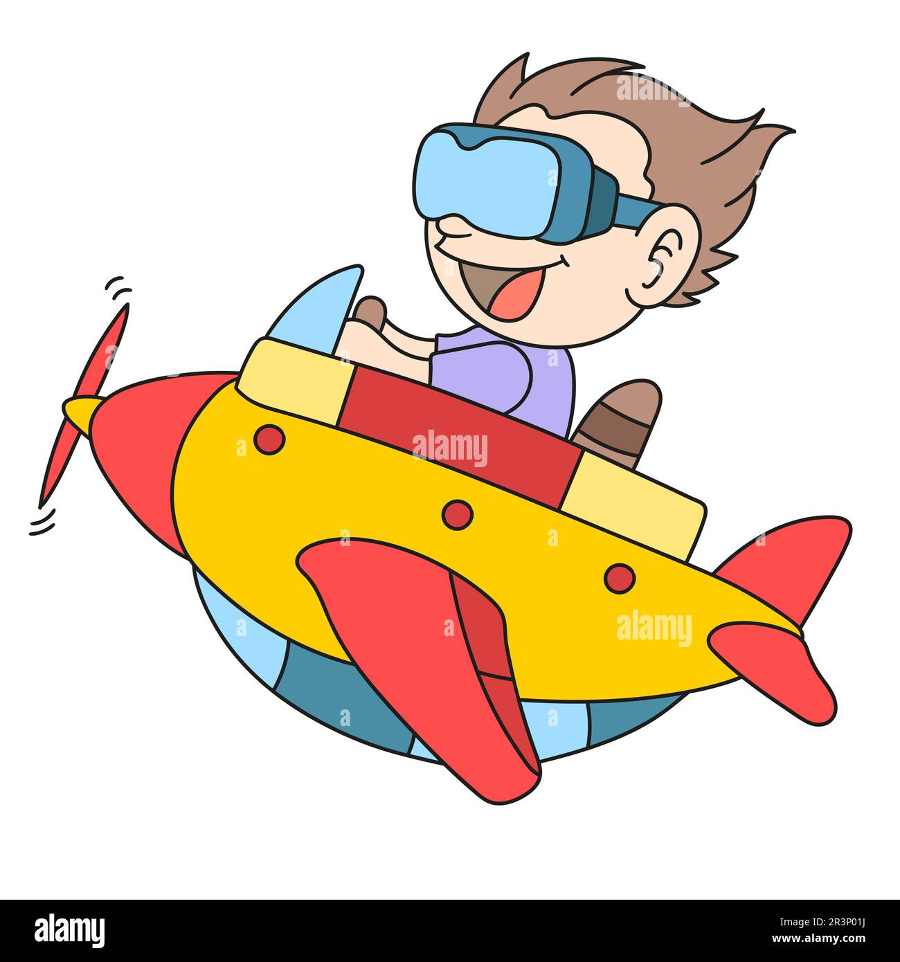 Child driving an airplane doodle kawaii. doodle icon image Stock Photo ...