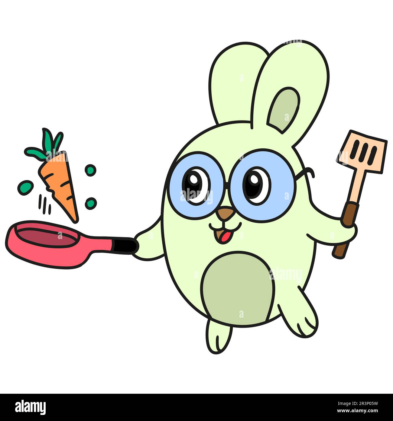 Rabbit cooking carrots doodle kawaii. doodle icon image Stock Photo - Alamy