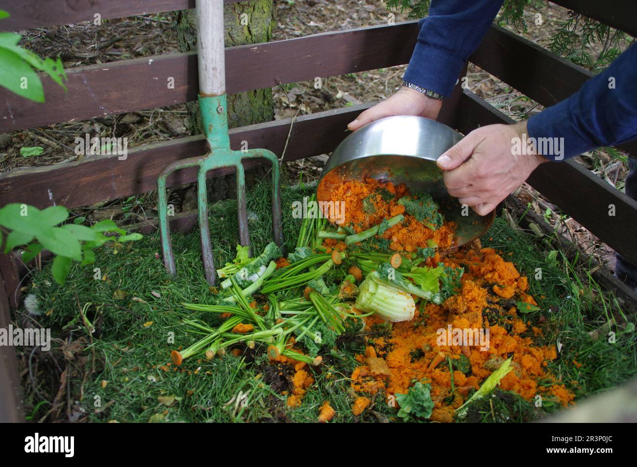Compost organic waste. Food recycling at home backyard garden and ...