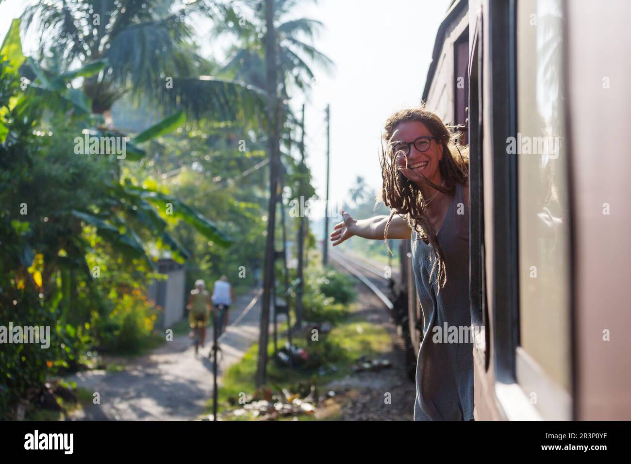 Girl in train Stock Photo - Alamy