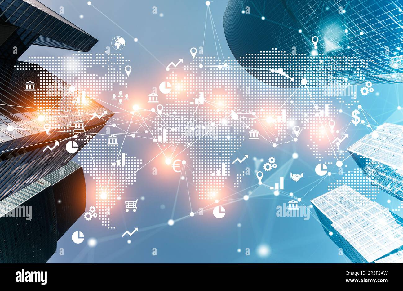 World global business background. Technology connect network map on ...