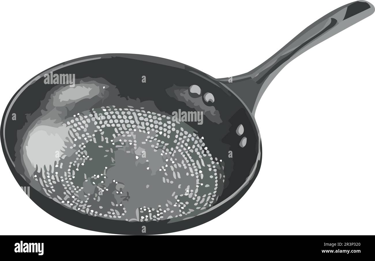 Clean chrome frying pan with metal handle Stock Vector Image & Art - Alamy