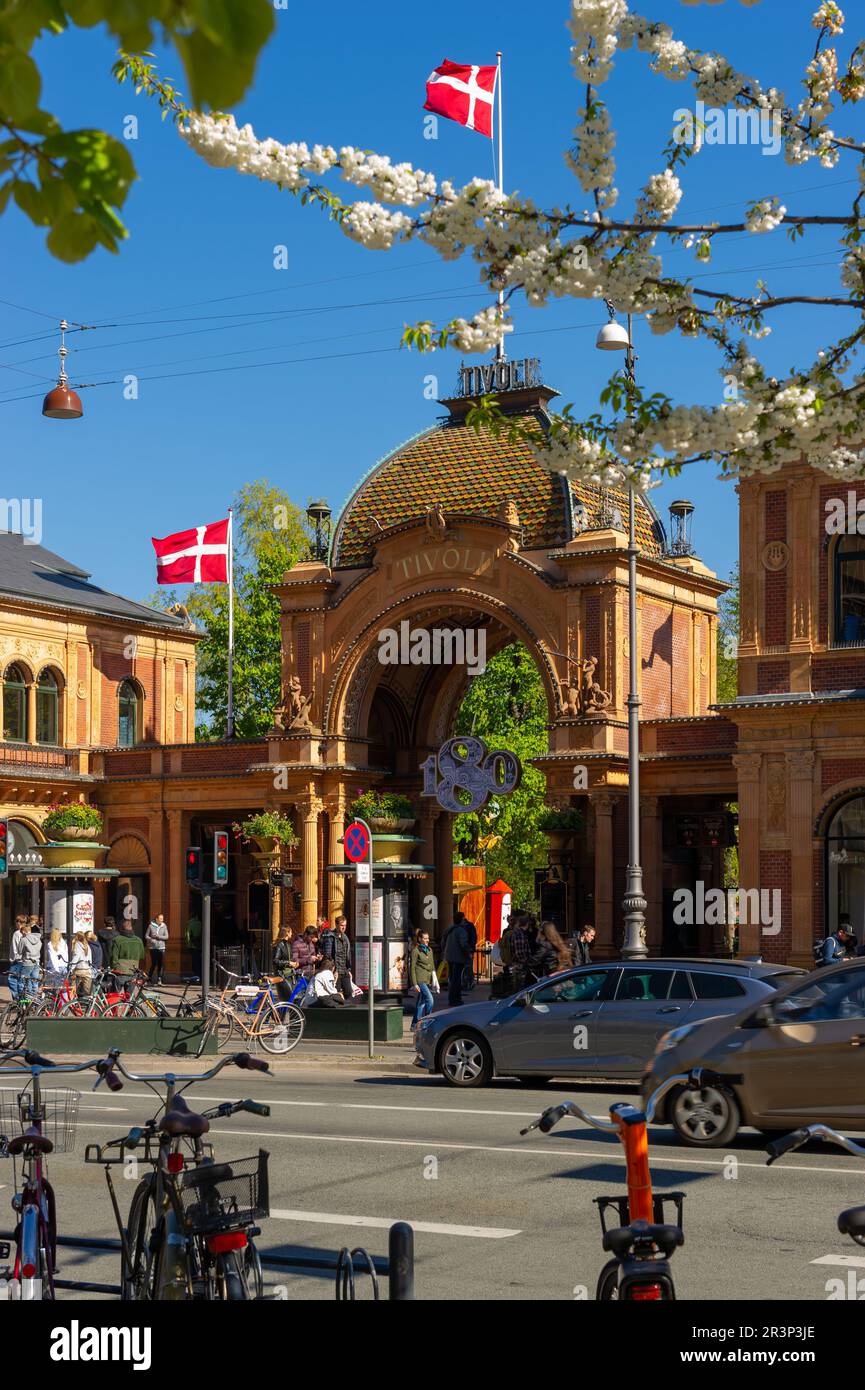Tivoli Theme Park main entrance on a sunny day, Copenhagen, Denmark ...