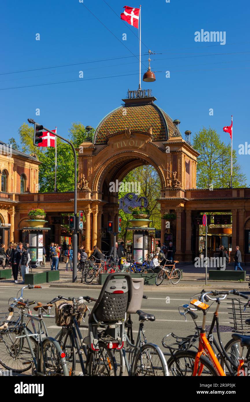 Tivoli Theme Park main entrance on a sunny day, Copenhagen, Denmark ...
