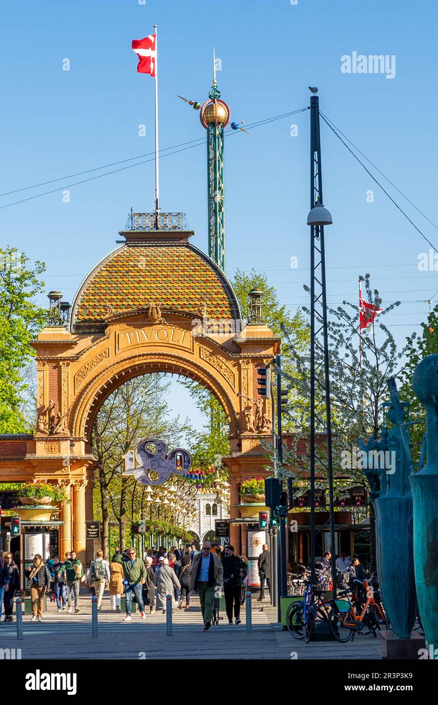 Tivoli Theme Park main entrance on a sunny day, Copenhagen, Denmark ...