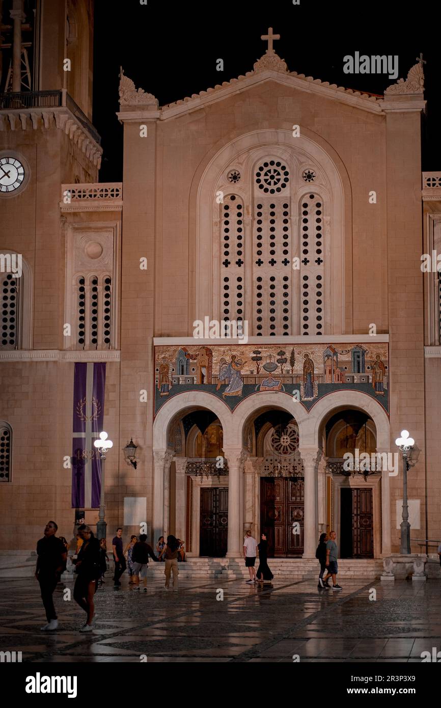 Metropolitan Cathedral of Athens at Night - Greece Stock Photo - Alamy