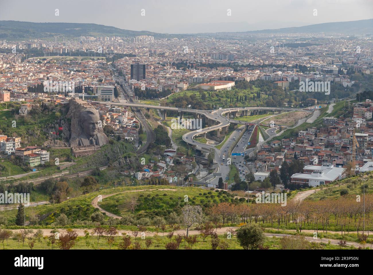 A picture of the Ataturk Mask and the surrounding area of south Izmir ...