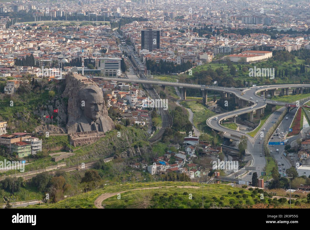 A picture of the Ataturk Mask and the surrounding area of south Izmir ...