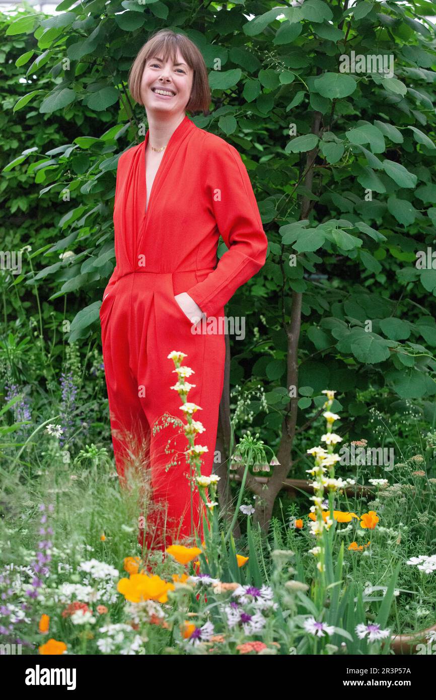 London, UK, 23 May 2023: Garden designer Alexa Ryan-Mills in the garden ...