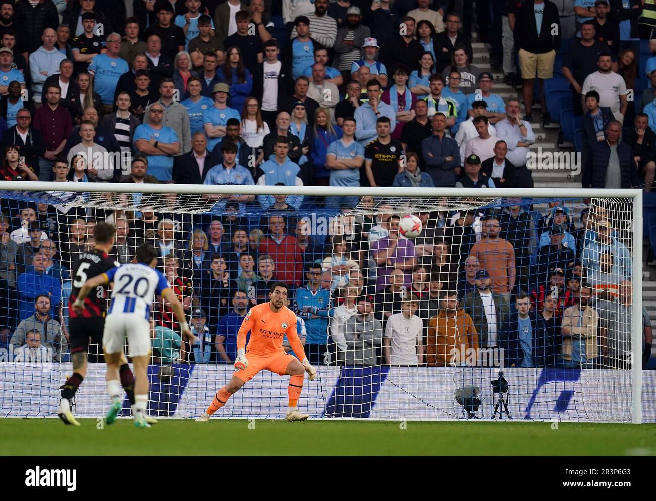 Brighton and Hove Albion's Julio Enciso scores their side's first goal ...