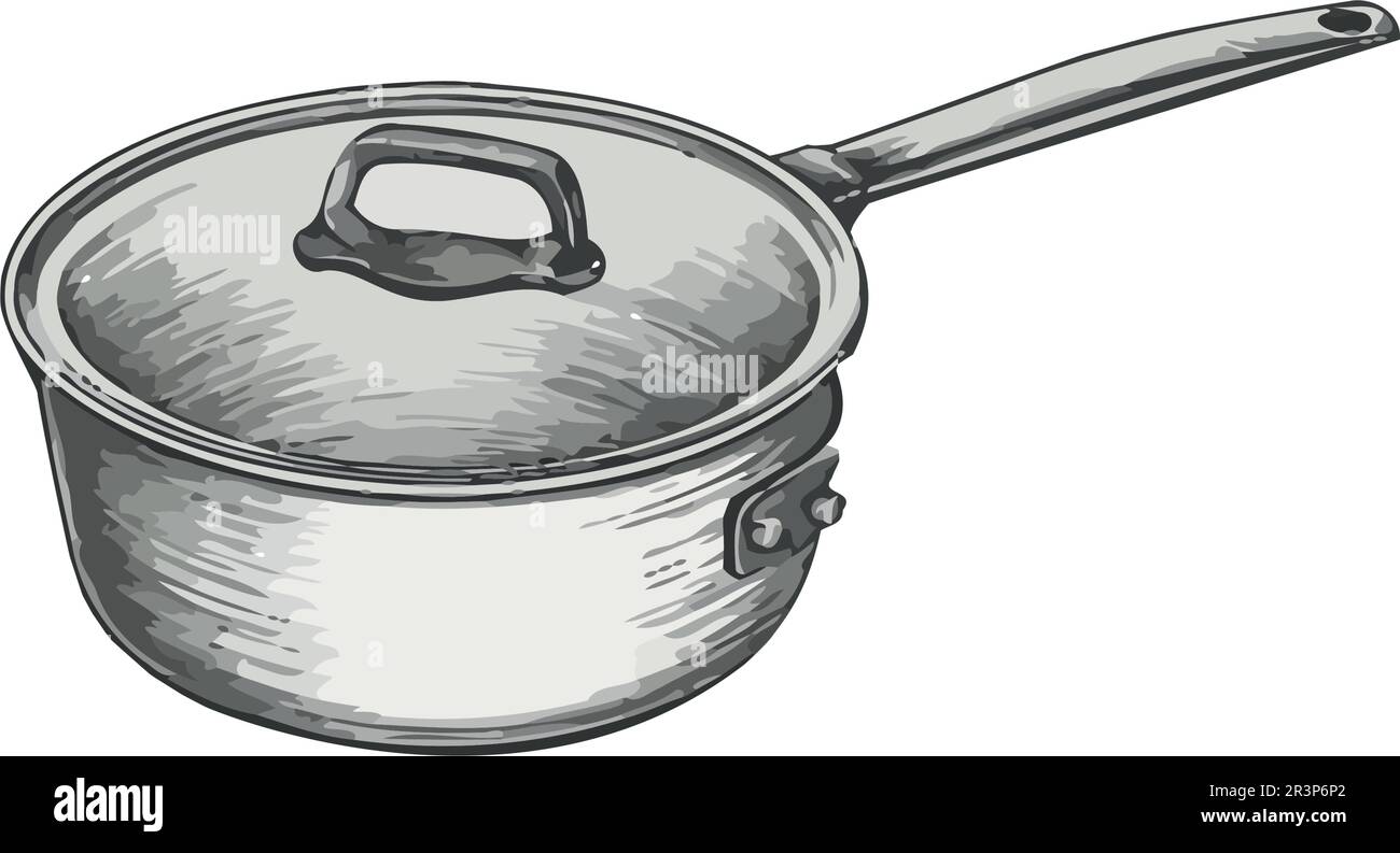 Metallic saucepan with handle Stock Vector Image & Art - Alamy