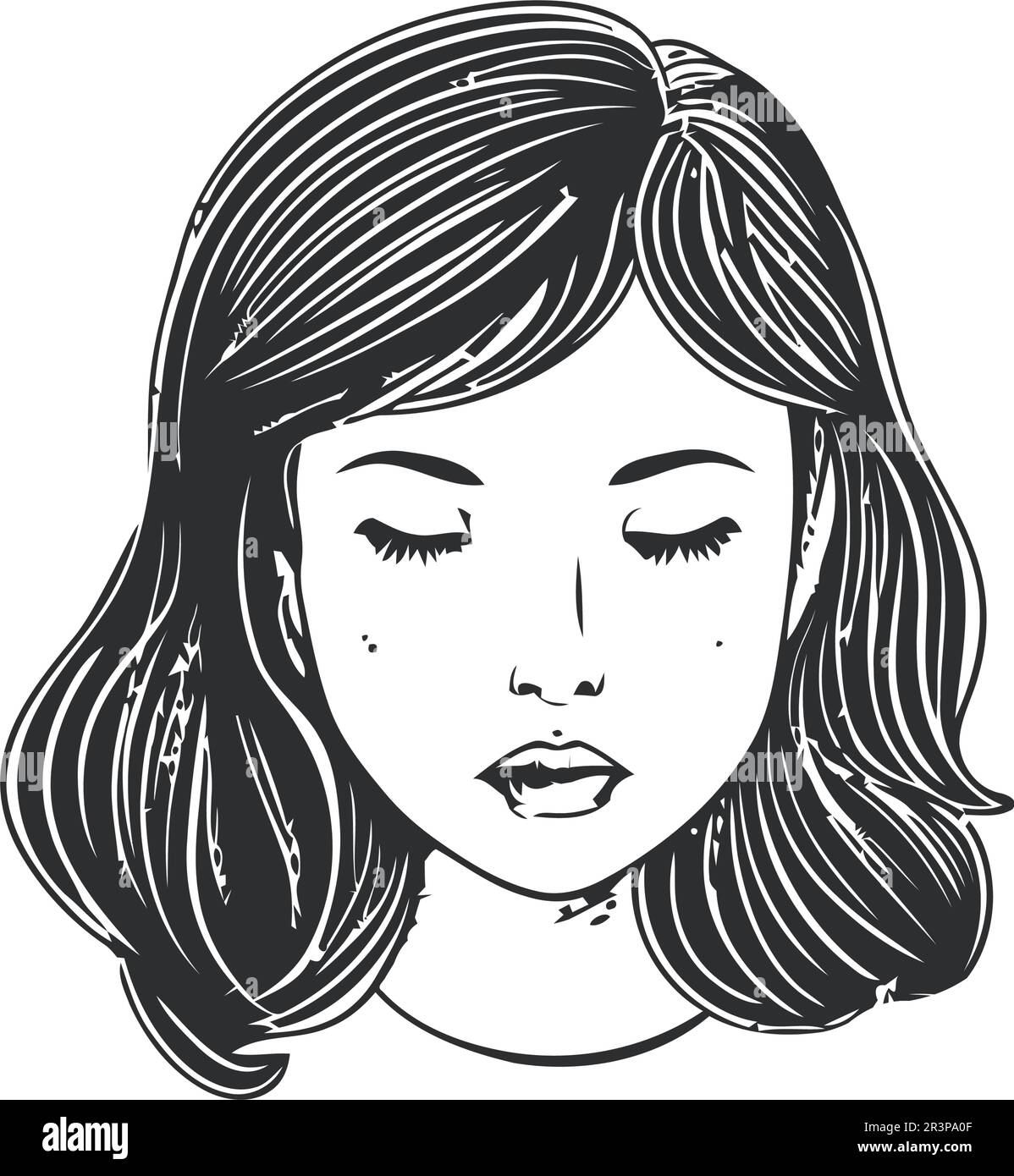 Cute cartoon woman face simple design Stock Vector Image & Art - Alamy