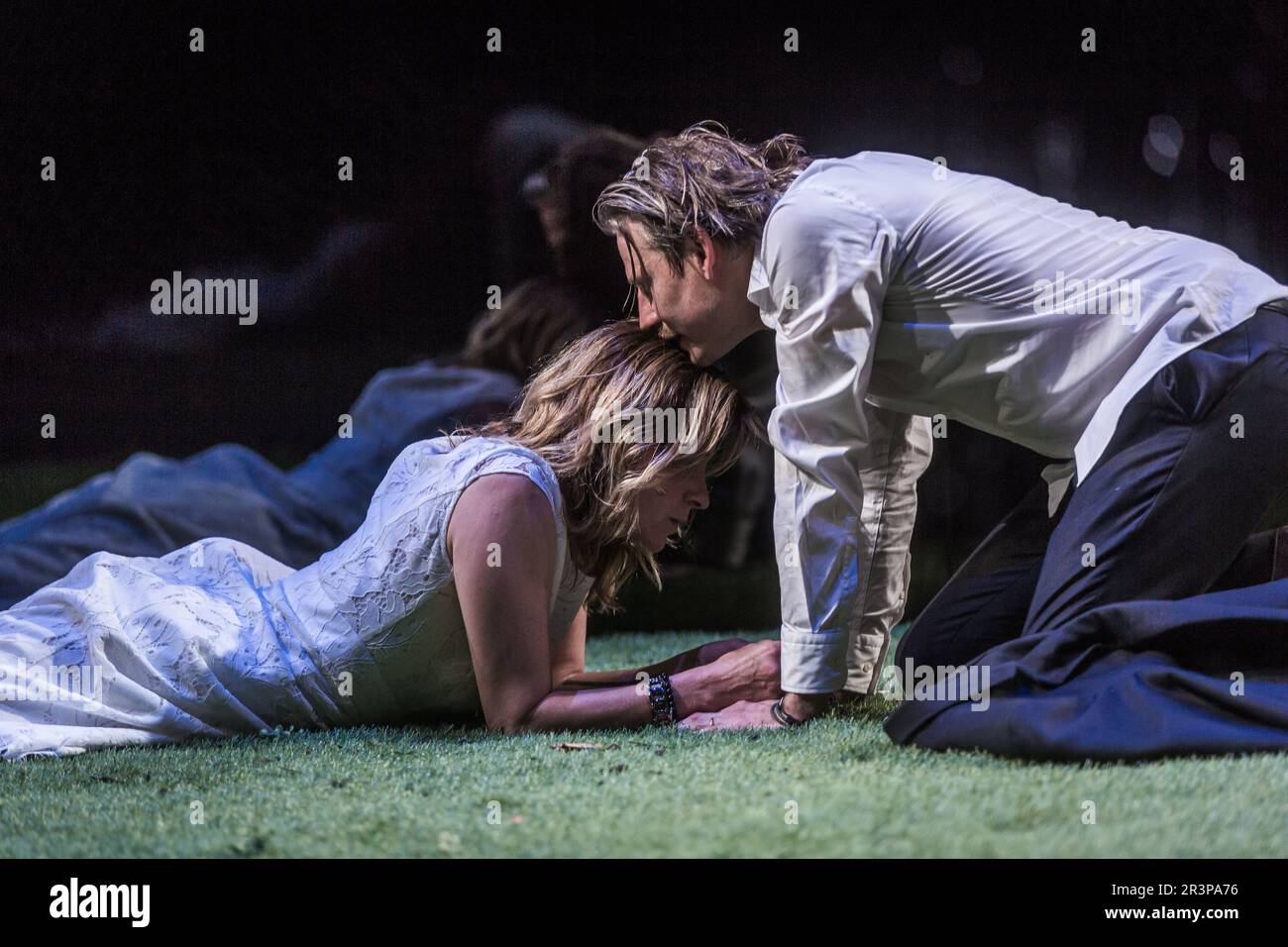Caroline Peters und Christoph Gawenda in Yerma von Simon Stone (SchaubÃ¼hne Berlin Stock Photo ...