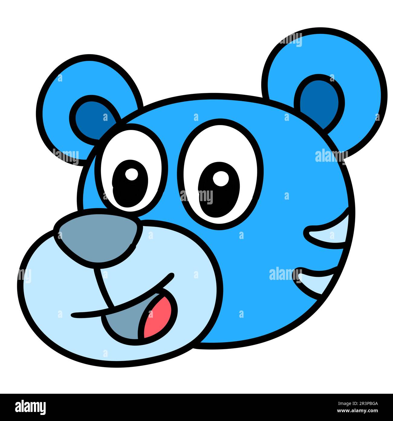 Smiling blue tiger head emoticon, doodle kawaii. doodle icon image ...