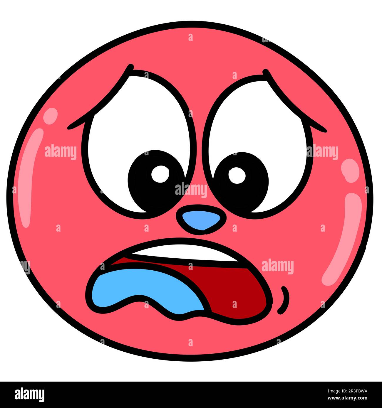 Emoticons of frightened and worried facial expressions, doodle kawaii ...