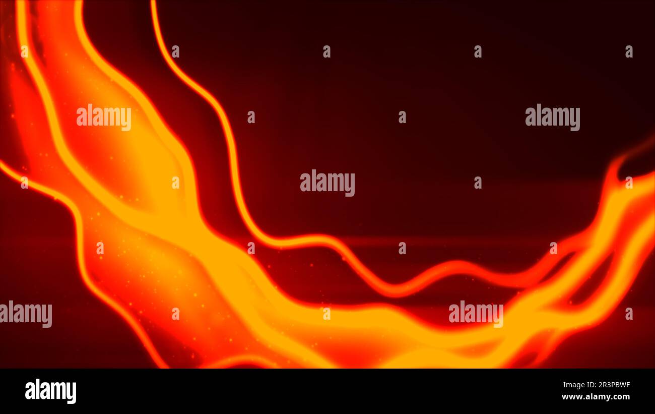 warm red - orange scintillant curved figures - abstract 3D illustration ...