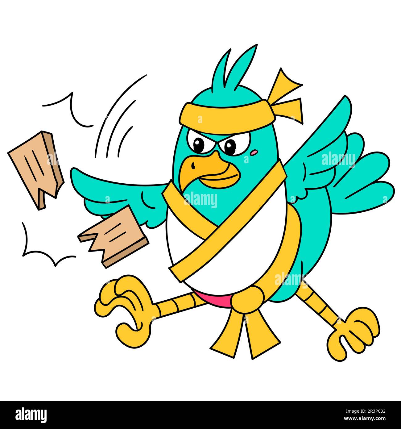 Birds are practicing silat karate breaking wood, doodle kawaii. doodle ...