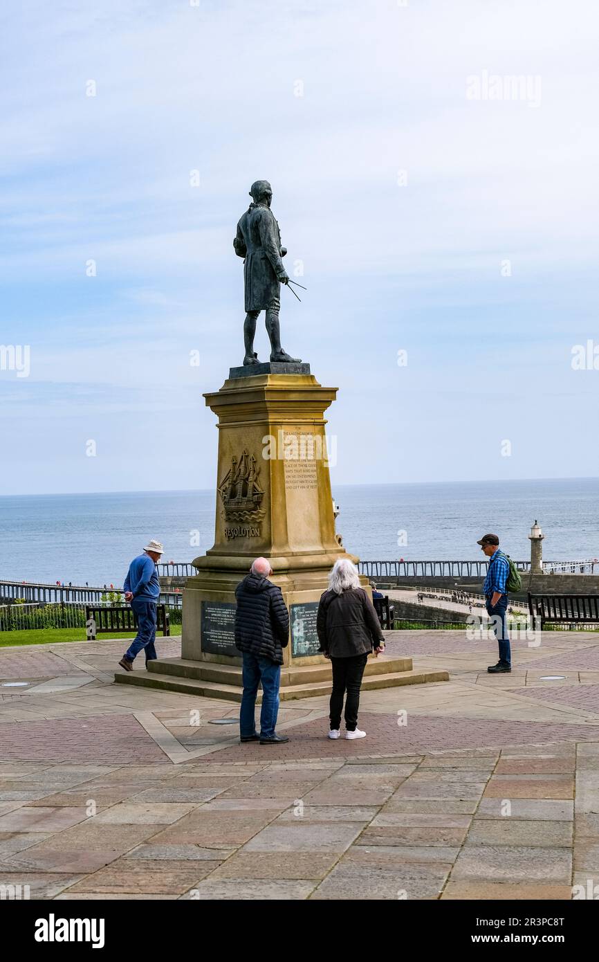 Captain James Cook Monument, Whitby, North Yorkshire, England, UK Stock ...