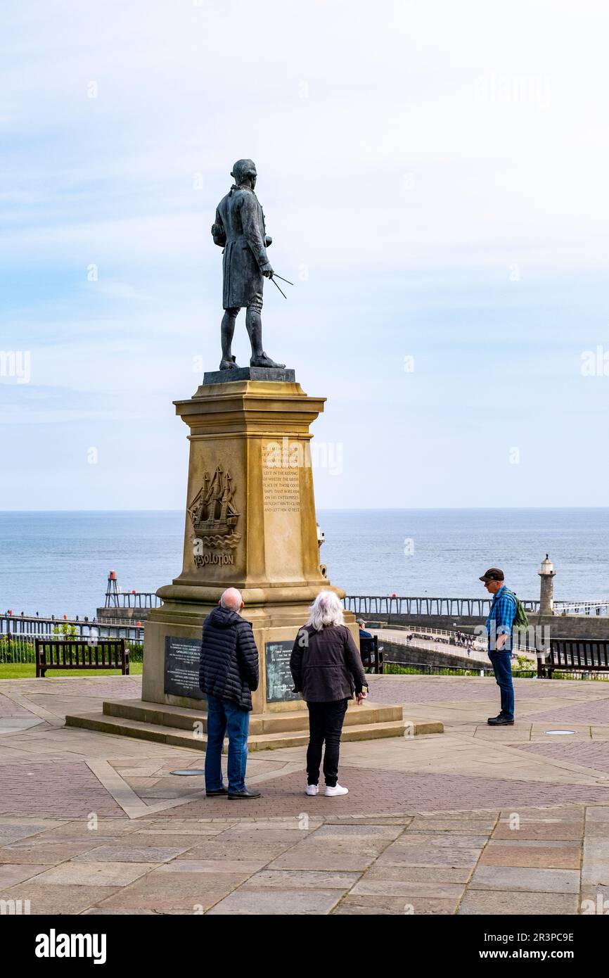 Captain James Cook Monument, Whitby, North Yorkshire, England, UK Stock ...