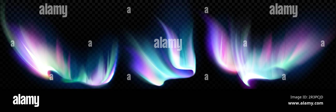 Aurora borealis, northern polar lights isolated on transparent ...