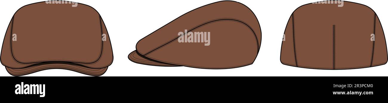 Flat cap ( hunting hat ) vector template illustration Stock Vector ...