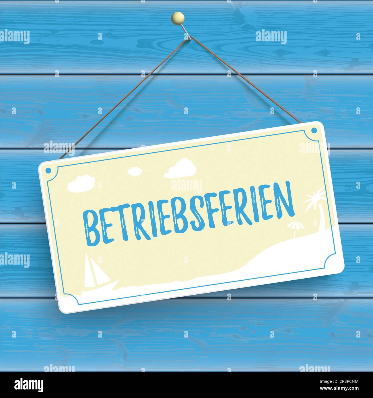Blue Wood Sign Betriebsferien Stock Photo - Alamy