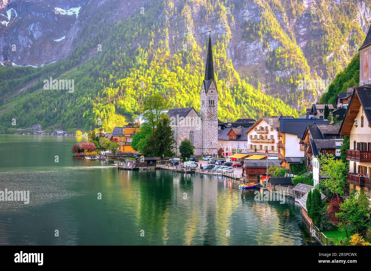 Hallstatt village in Alps, Austria. Hallstatt is historical village ...