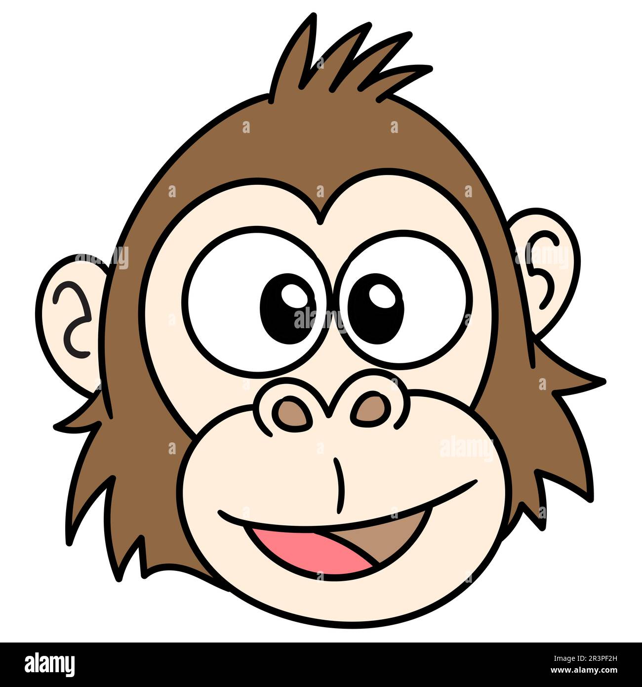 Happy smiling monkey head emoticon, doodle kawaii. doodle icon image ...