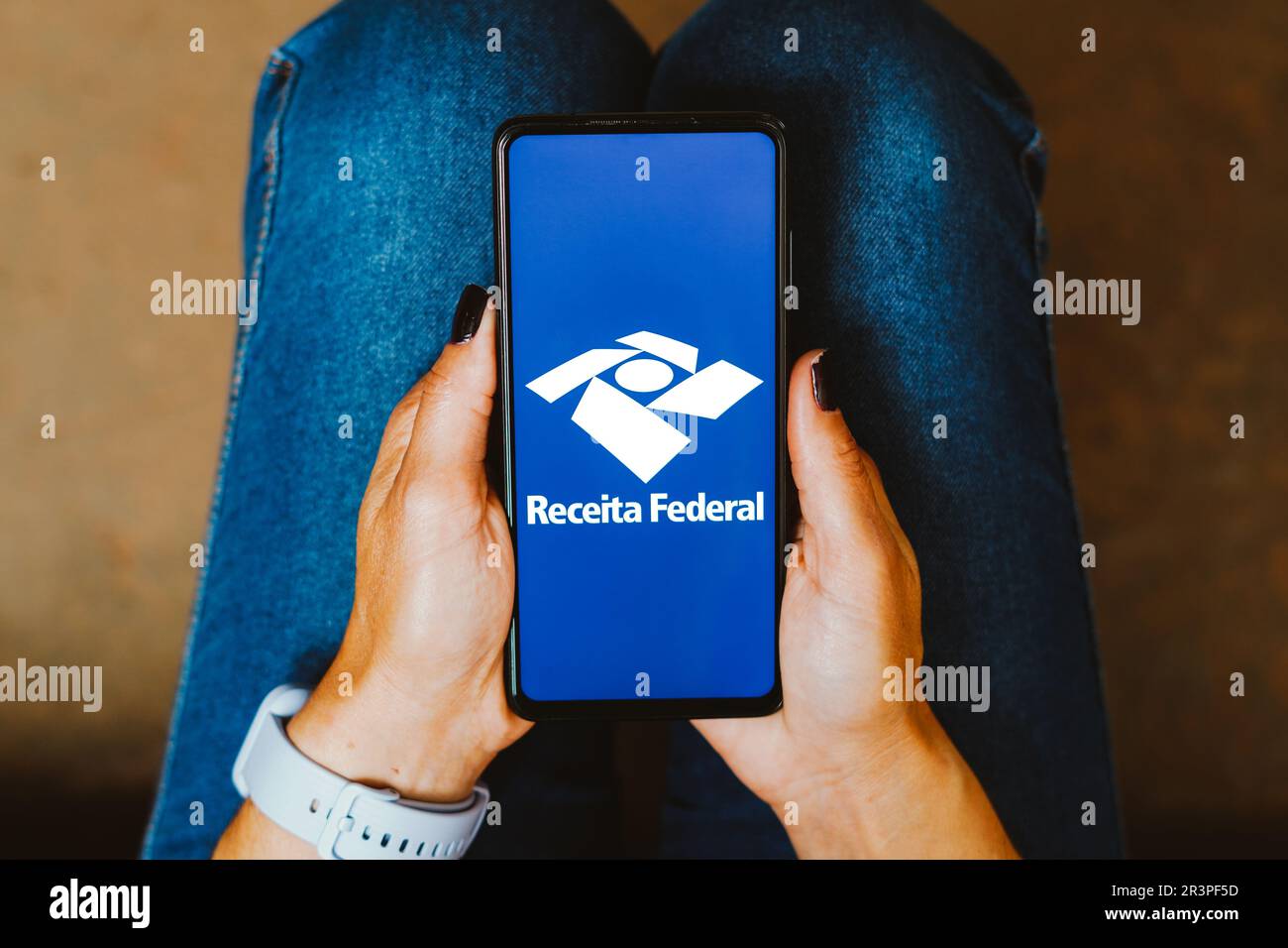 In this photo illustration, the Receita Federal do Brasil logo is ...