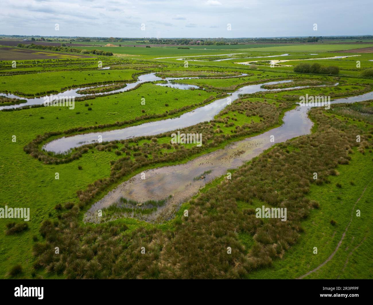 23rd May 2023 Manmade wetlands in the Lincolnshire fens Stock Photo - Alamy