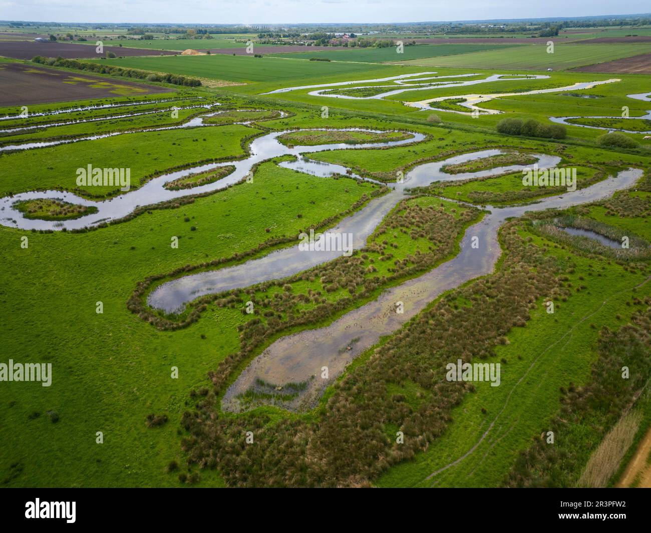 23rd May 2023 Manmade wetlands in the Lincolnshire fens Stock Photo - Alamy