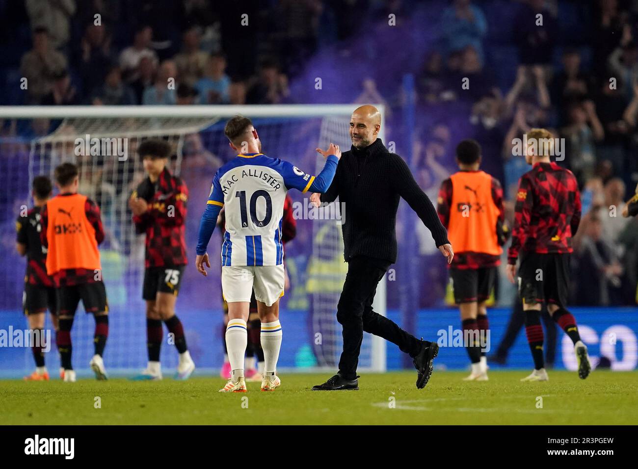 Manchester City manager Pep Guardiola and Brighton and Hove Albion's ...