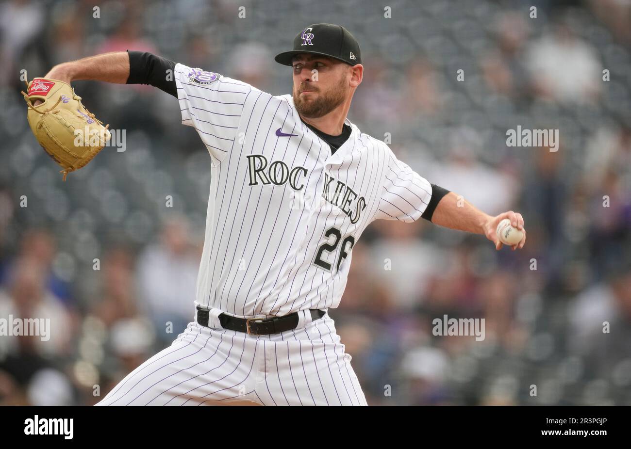 Colorado Rockies starting pitcher Austin Gomber (26) in the first ...