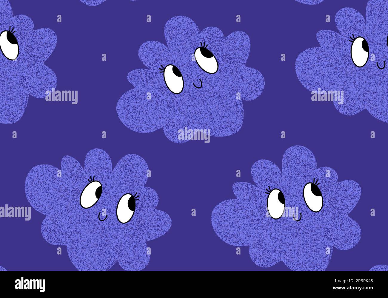 Retro summer cartoon seamless sun and rainbow and clouds pattern for ...